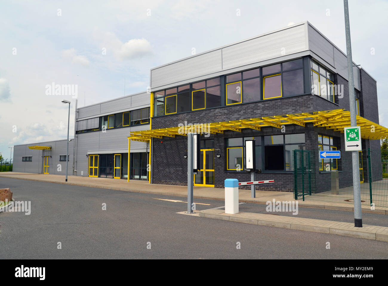 commercial building exterior view of a mechanical engineering factory ...
