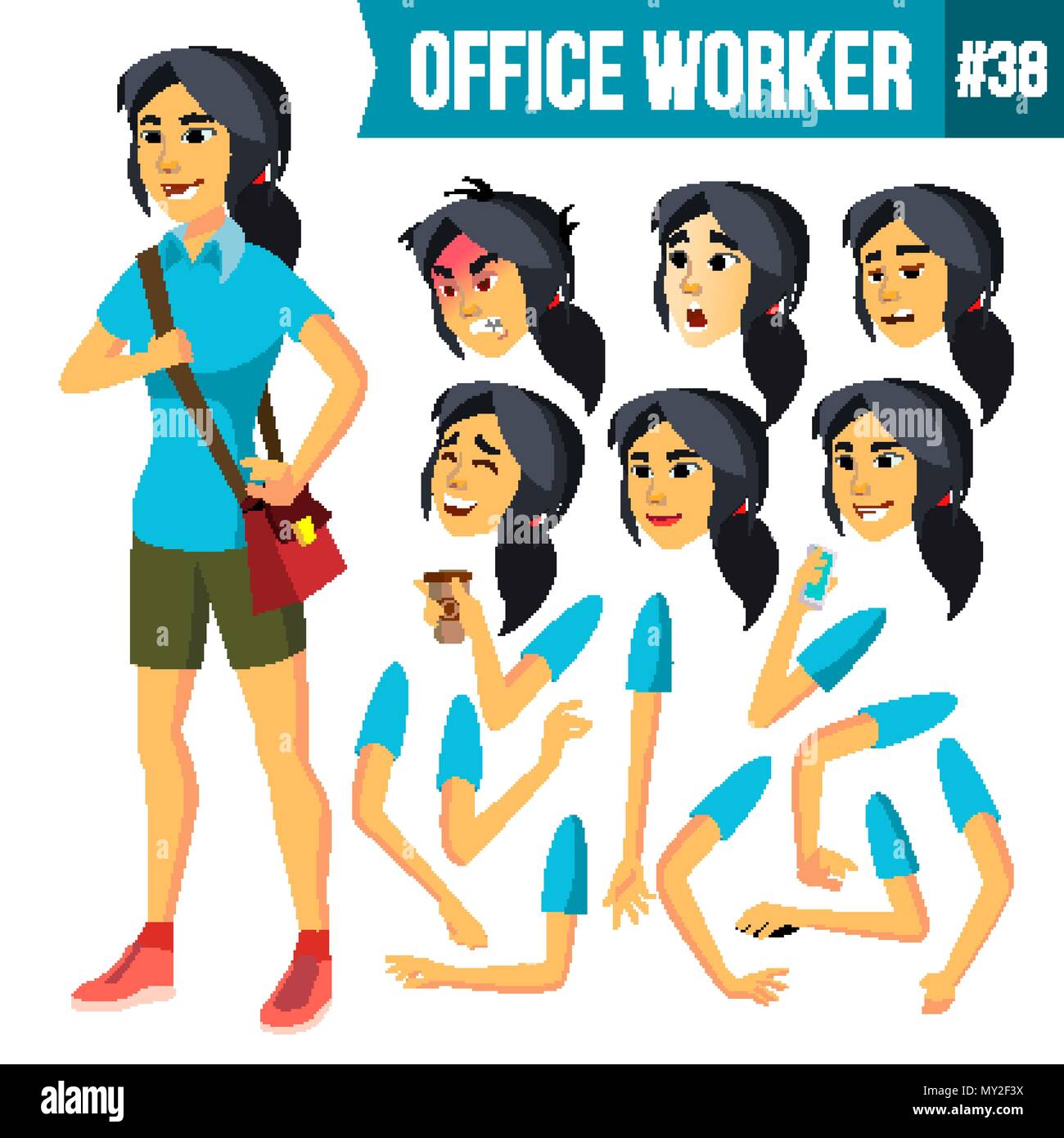 Office Worker Vector. Woman. Successful Officer, Clerk, Servant ...