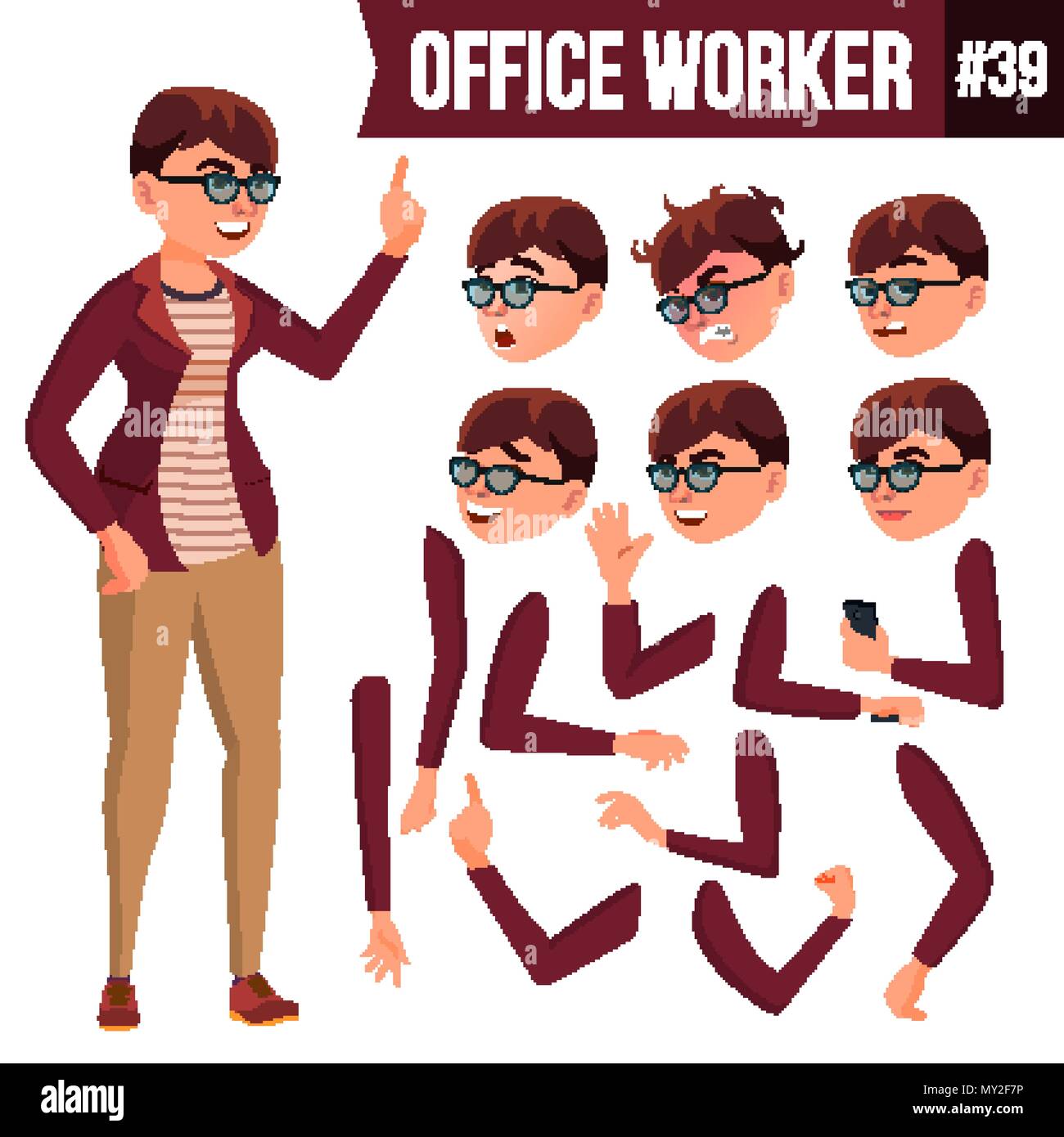 Office Worker Vector. Woman. Professional Officer, Clerk. Adult ...