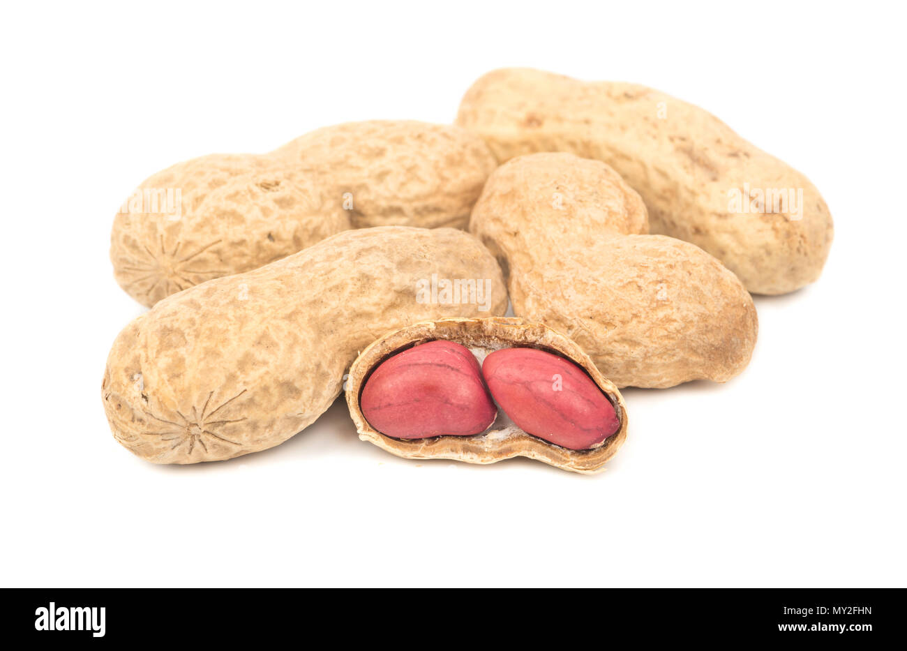 Peanut in open shell isolated on white background Stock Photo - Alamy
