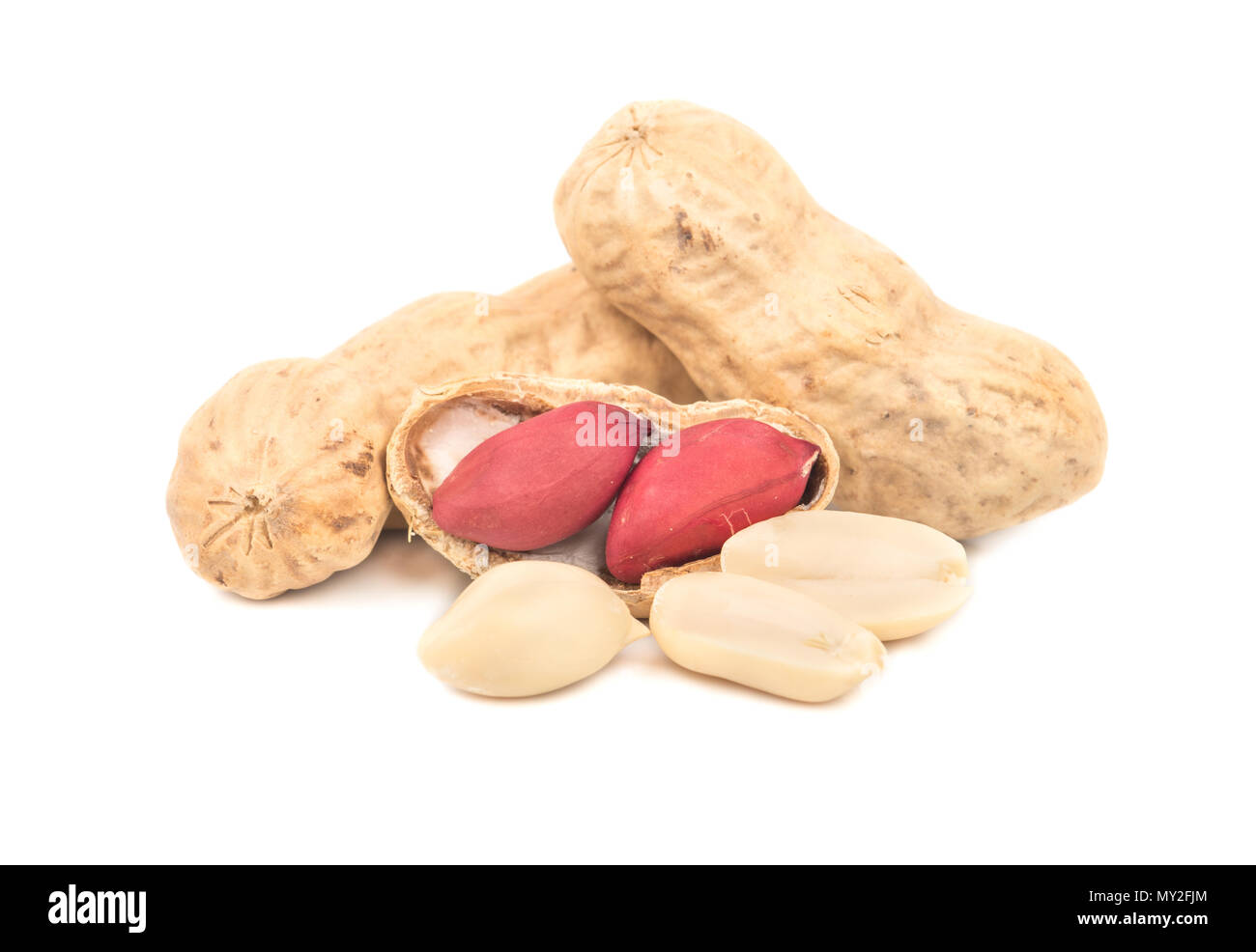 Peanuts in shell and multiple cores on a white background Stock Photo ...