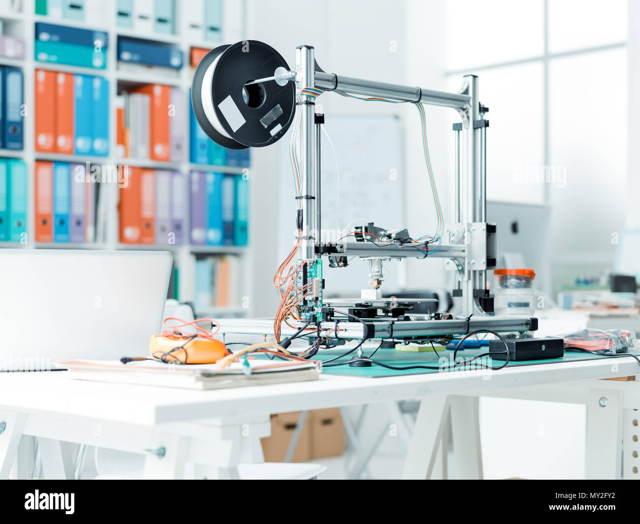 3D printer in the school laboratory, technology and engineering concept ...