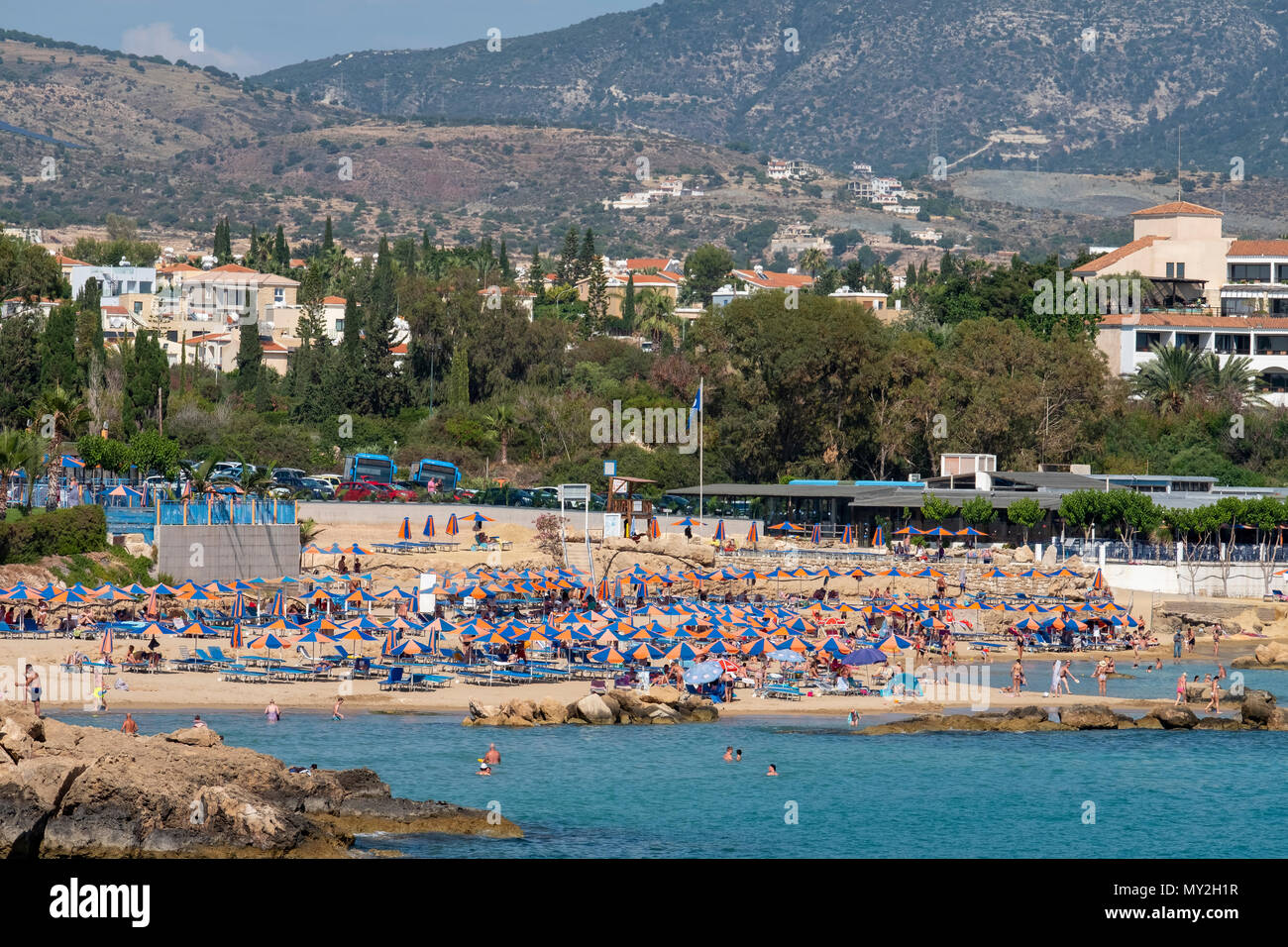 Tourists on Coral Bay beach, near Paphos, Cyprus Stock Photo - Alamy