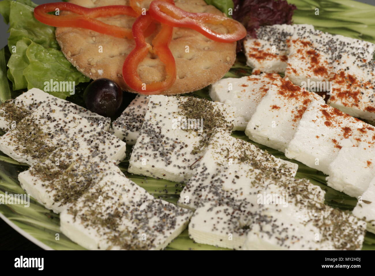 Closeup of a set with white cheese Stock Photo - Alamy