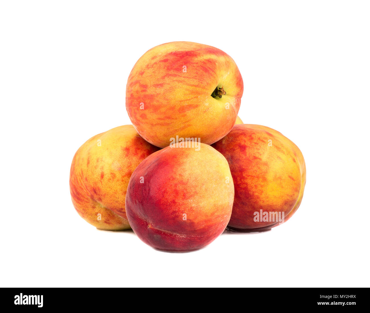 Small pile of sweet peaches on a white background Stock Photo - Alamy