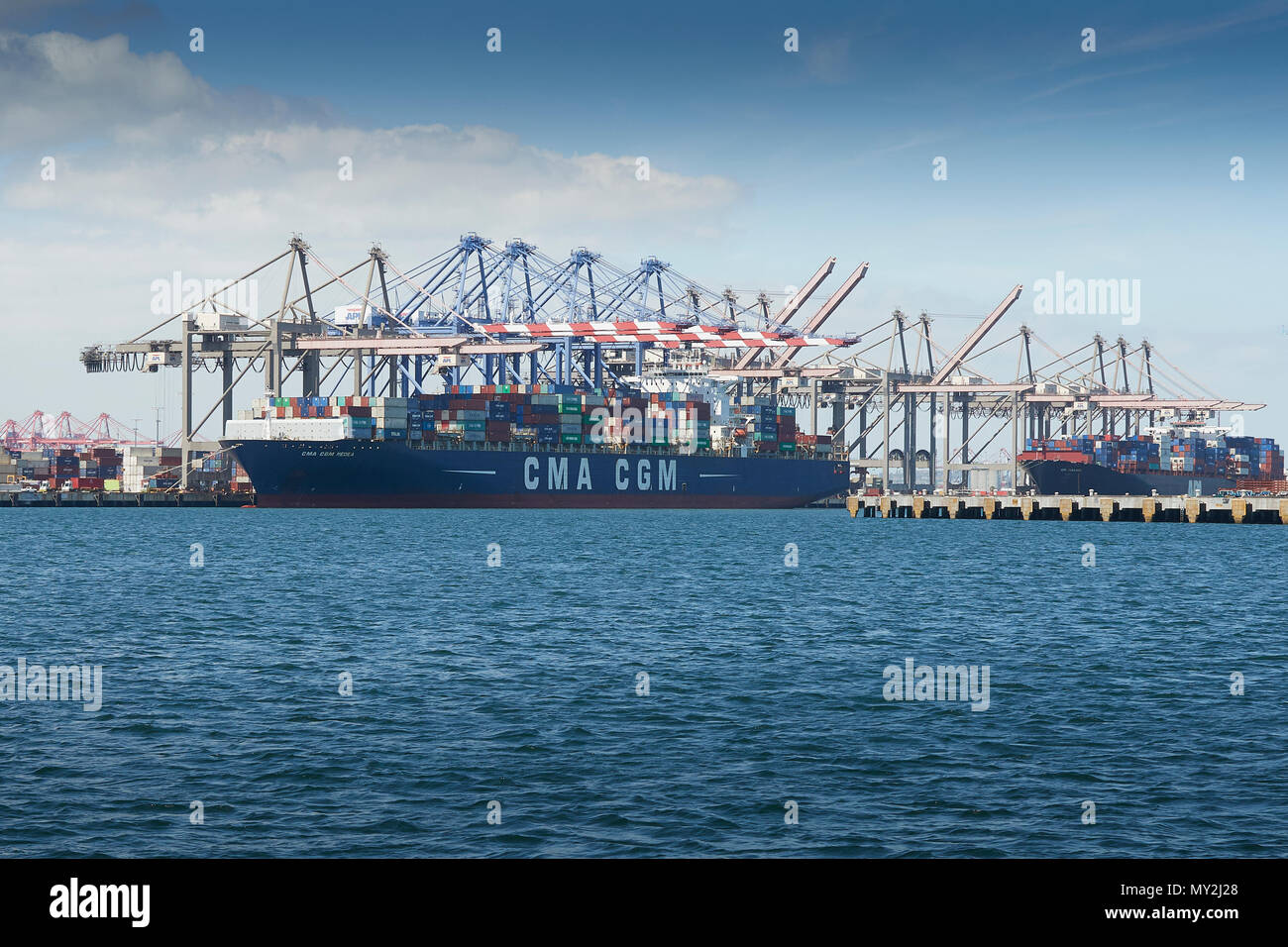 The New Panamax Container Ship, CMA CGM MEDEA, Loading And Unloading In ...