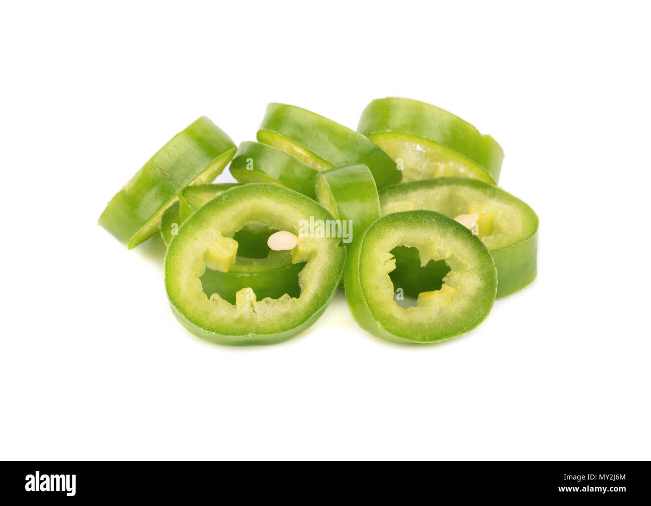Green chilli sliced Cut Out Stock Images & Pictures - Alamy