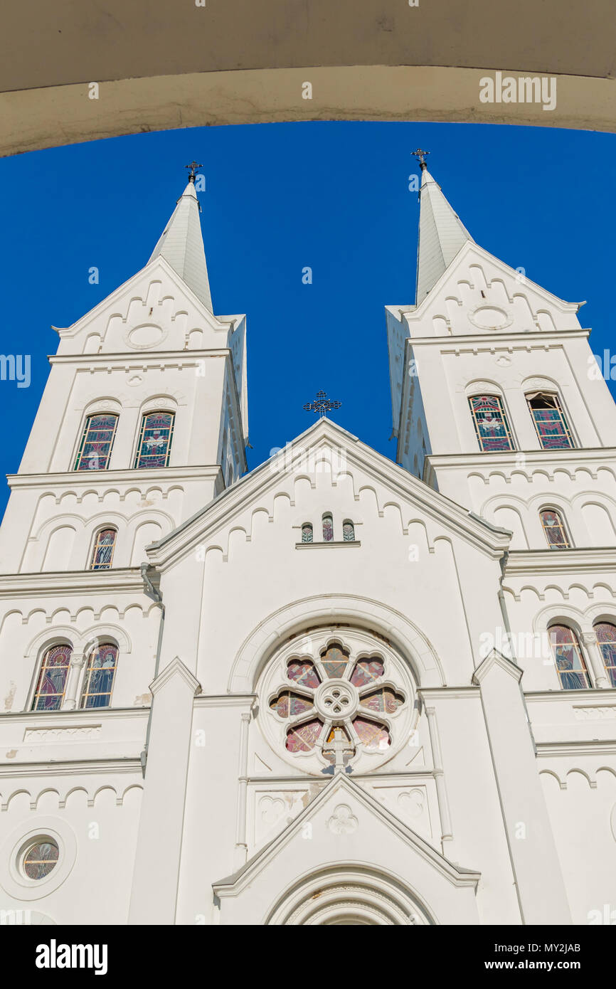 Majestic white Church of the Heart of Jesus in Slobodka, Belarus. The ...