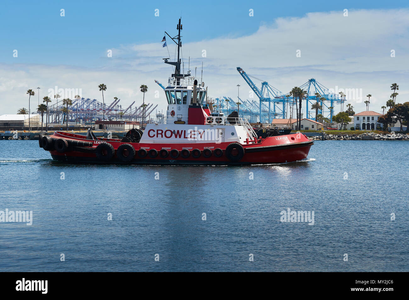 Crowley Maritime Tractor Tug, LEADER, Leaving The Los Angeles Main ...