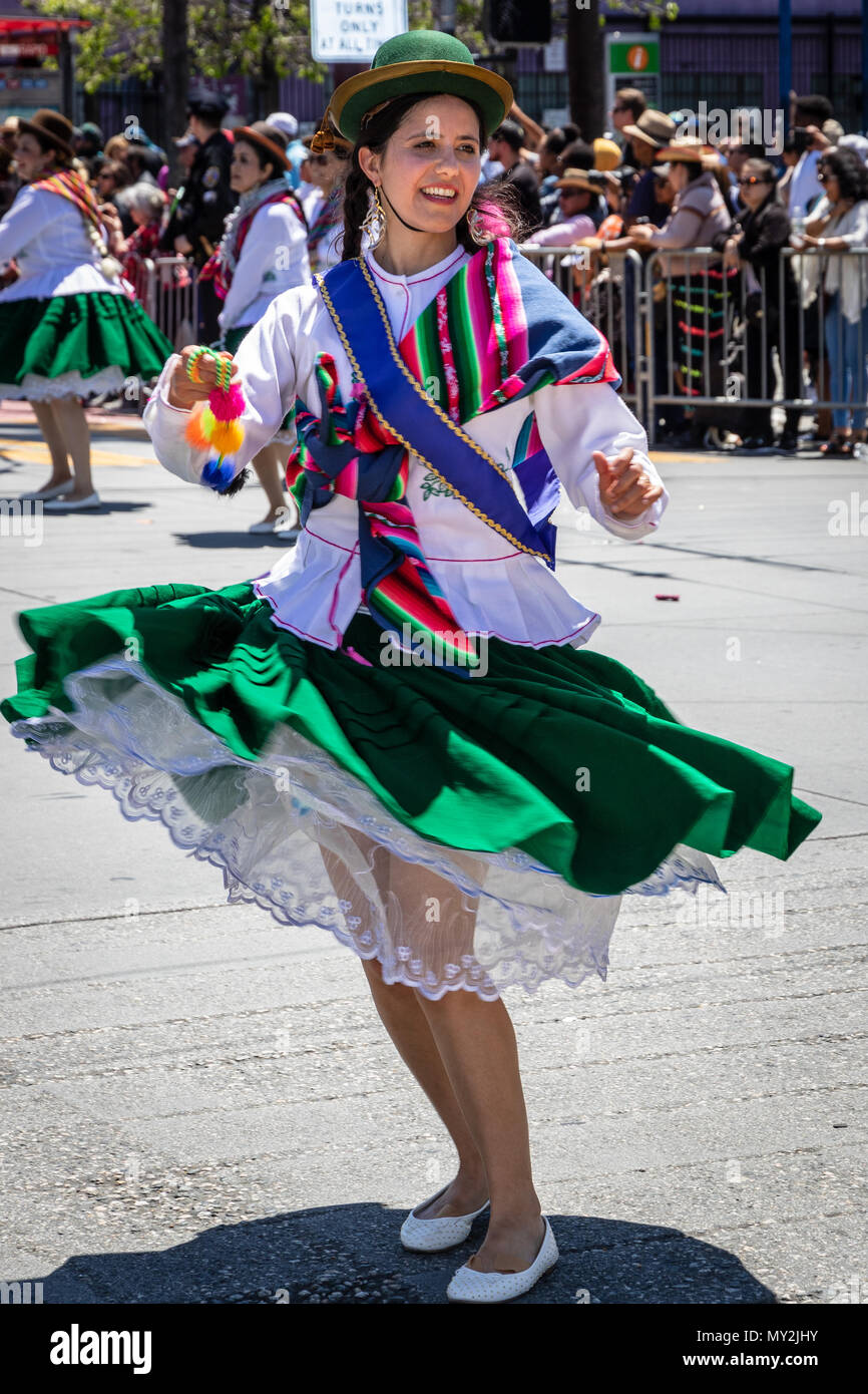 Performer at the 2018 Carnaval Parade in San Francisco, California ...