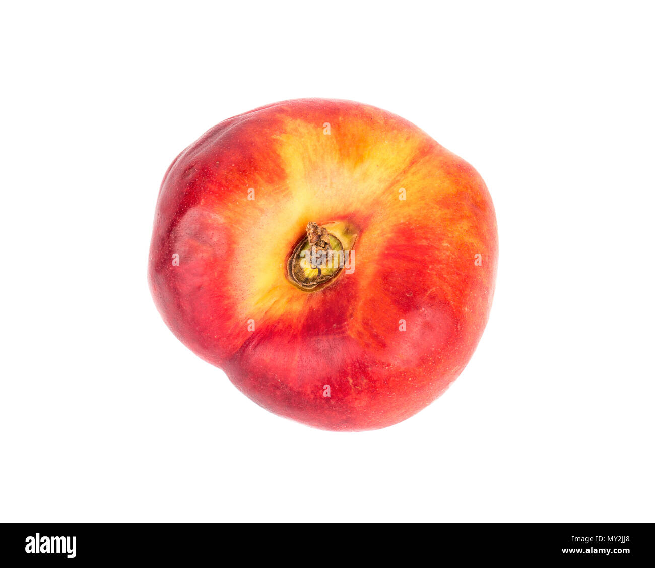 Fresh flat peach isolated on white background, top view Stock Photo - Alamy