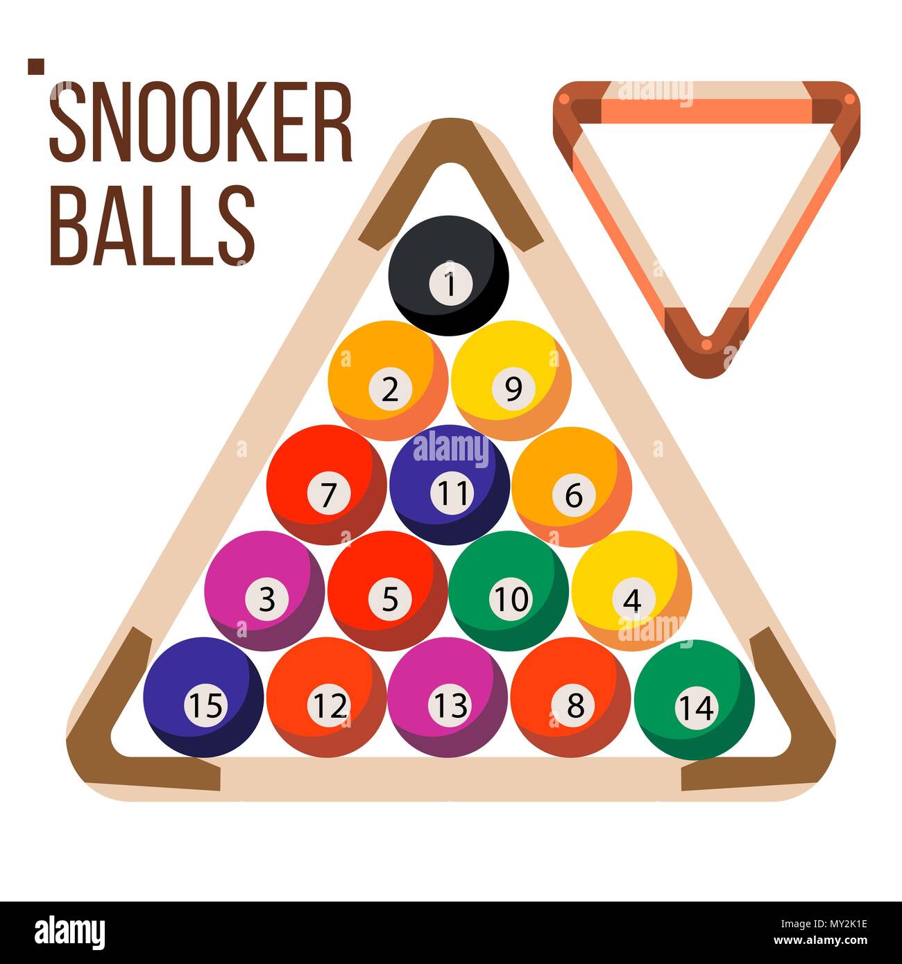 Pool Billiard Balls Vector. Snooker. Wooden Rack. Isolated Flat ...