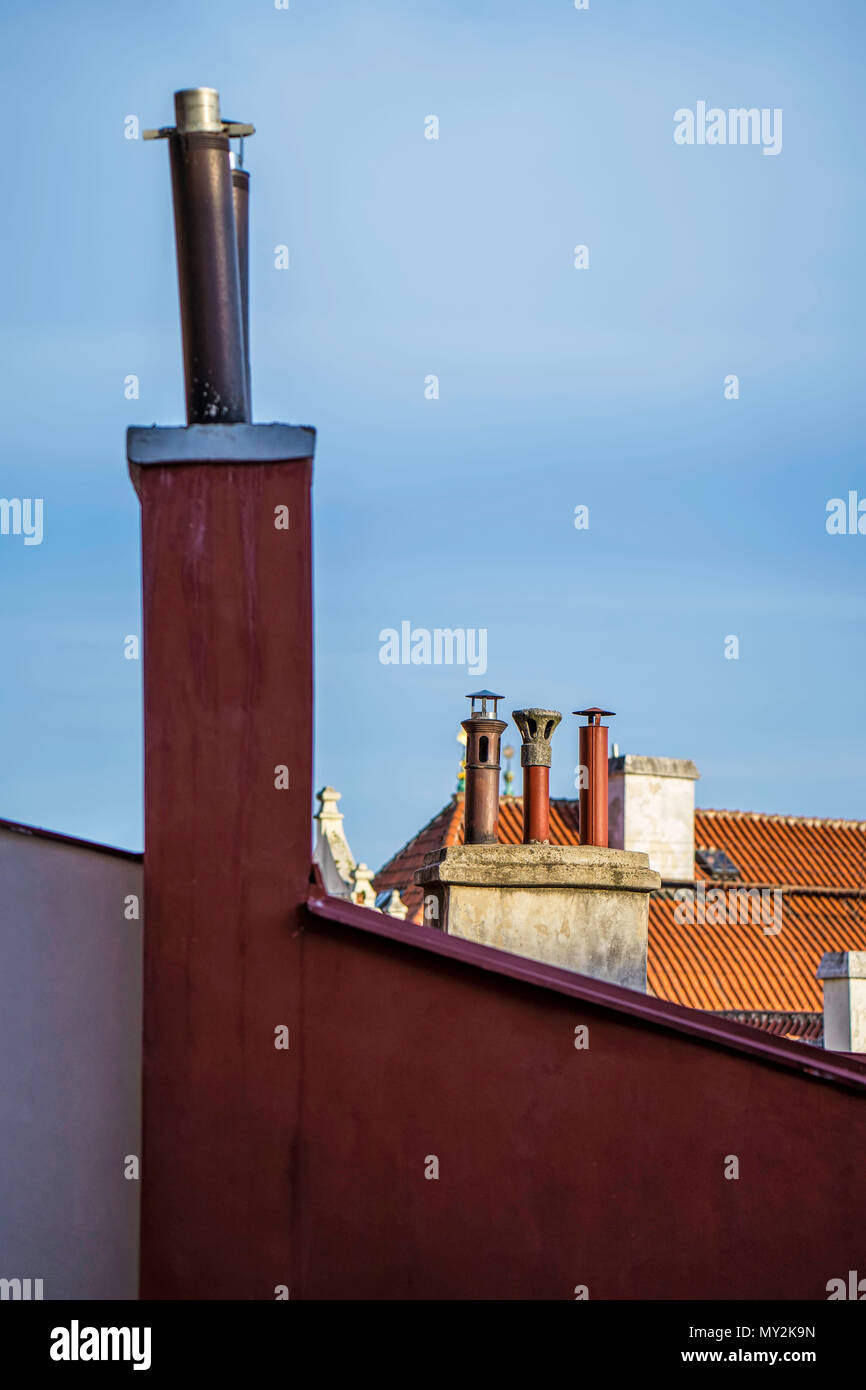 Chimneys and rooftops of Prague Stock Photo - Alamy