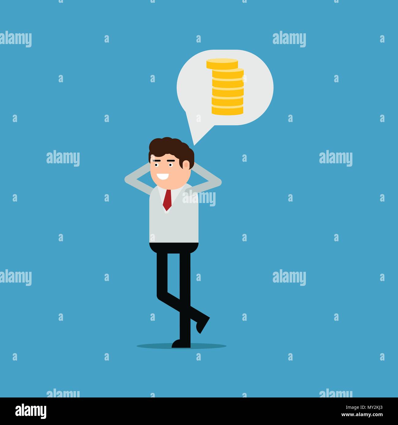 Cartoon illustration businessman thinking money hi-res stock ...