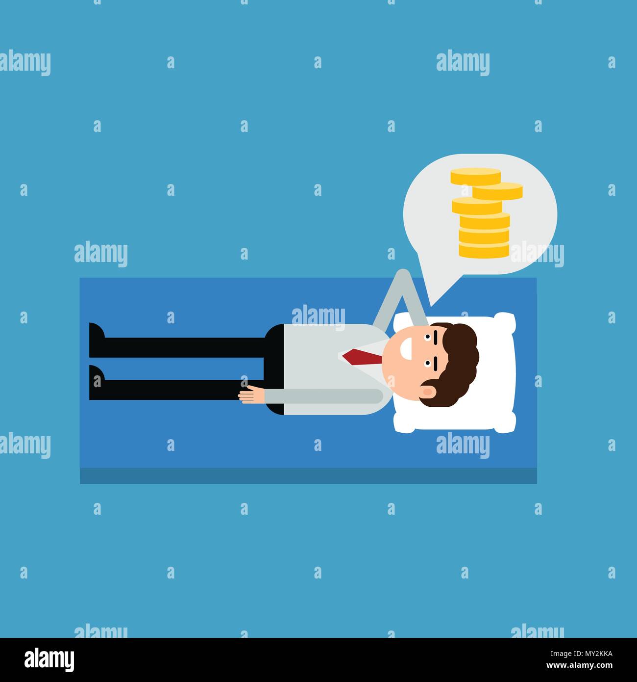 Cartoon illustration businessman thinking money hi-res stock ...