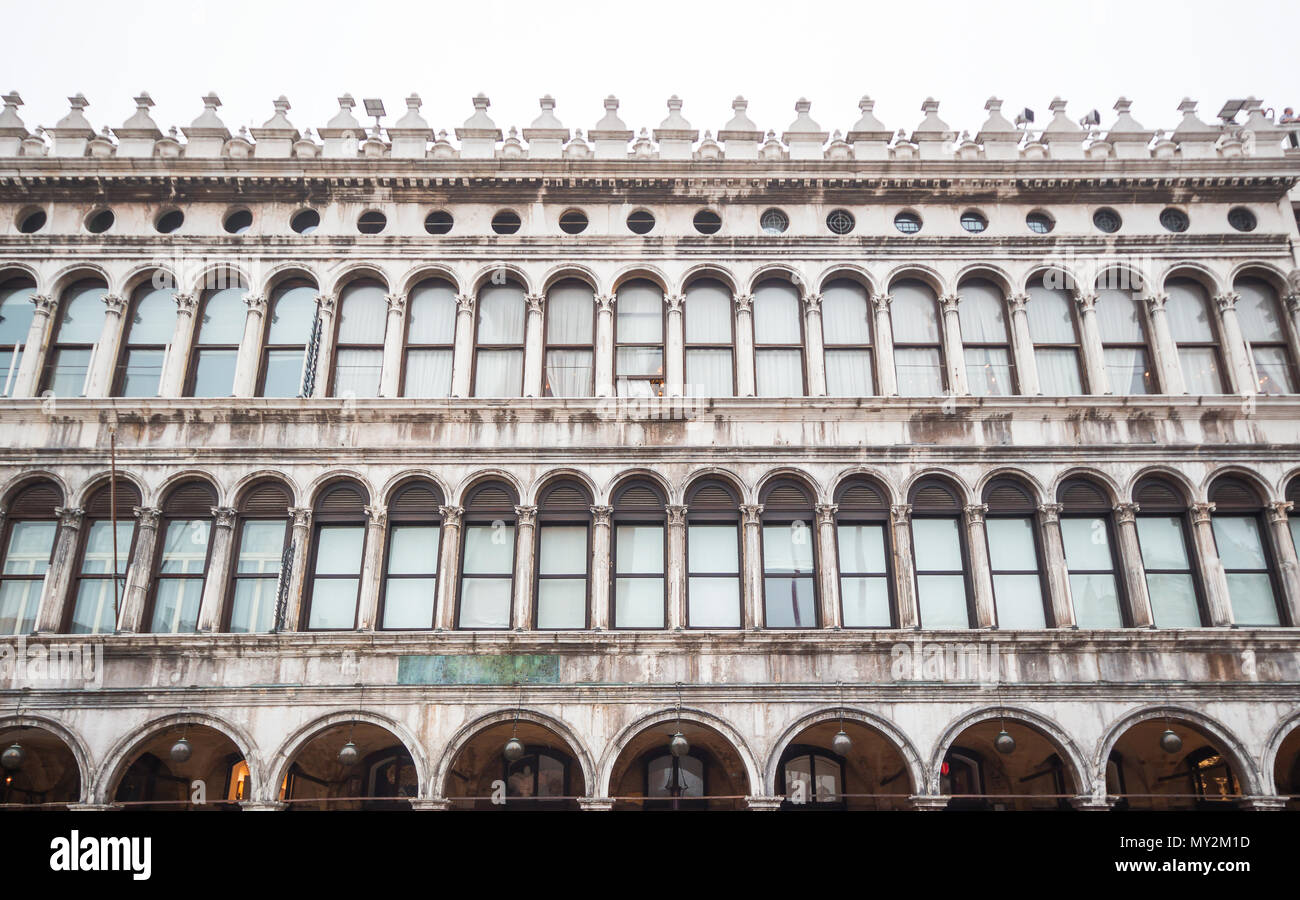Arcades of the facade on Piazza San Marco ,Saint Mark square, in Venice ...