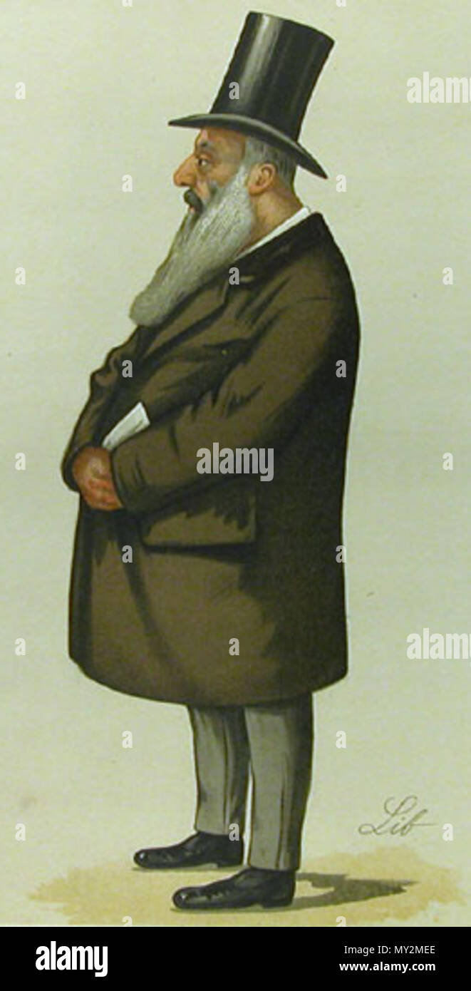 . English: Caricature of Samuel Montagu, 1st Baron Swaythling. Caption ...