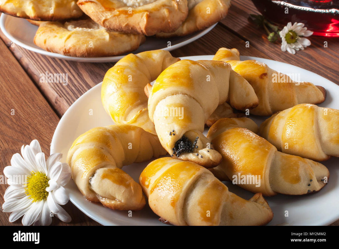Delicious and beautiful homemade pastries. Sweet pastries Stock Photo ...