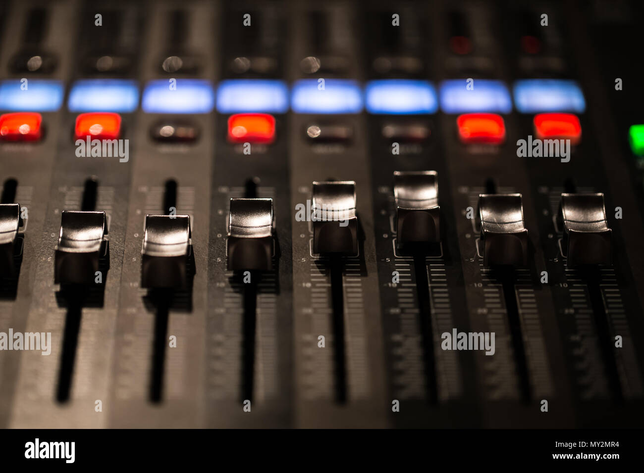 fader digital mixing console with volume meter, volume indicator ...