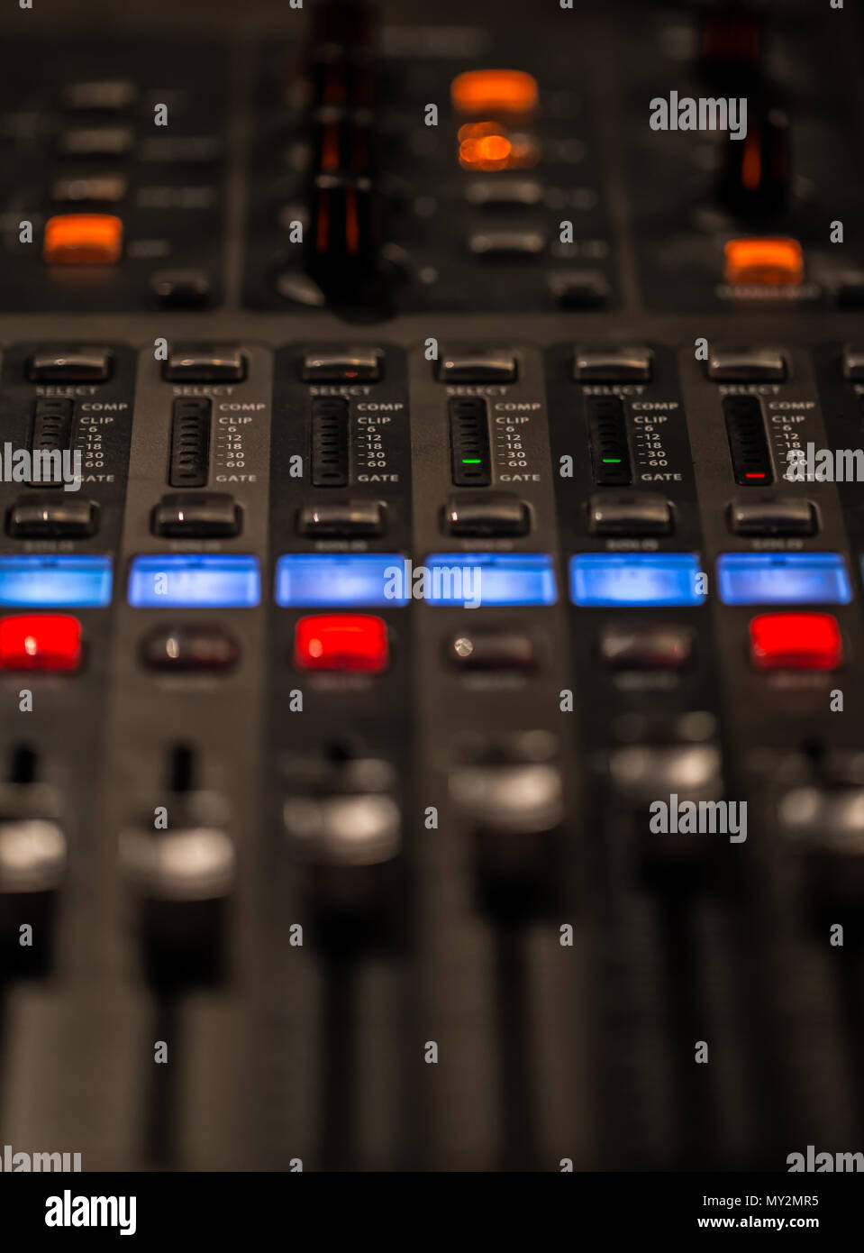 fader digital mixing console with volume meter, volume indicator ...