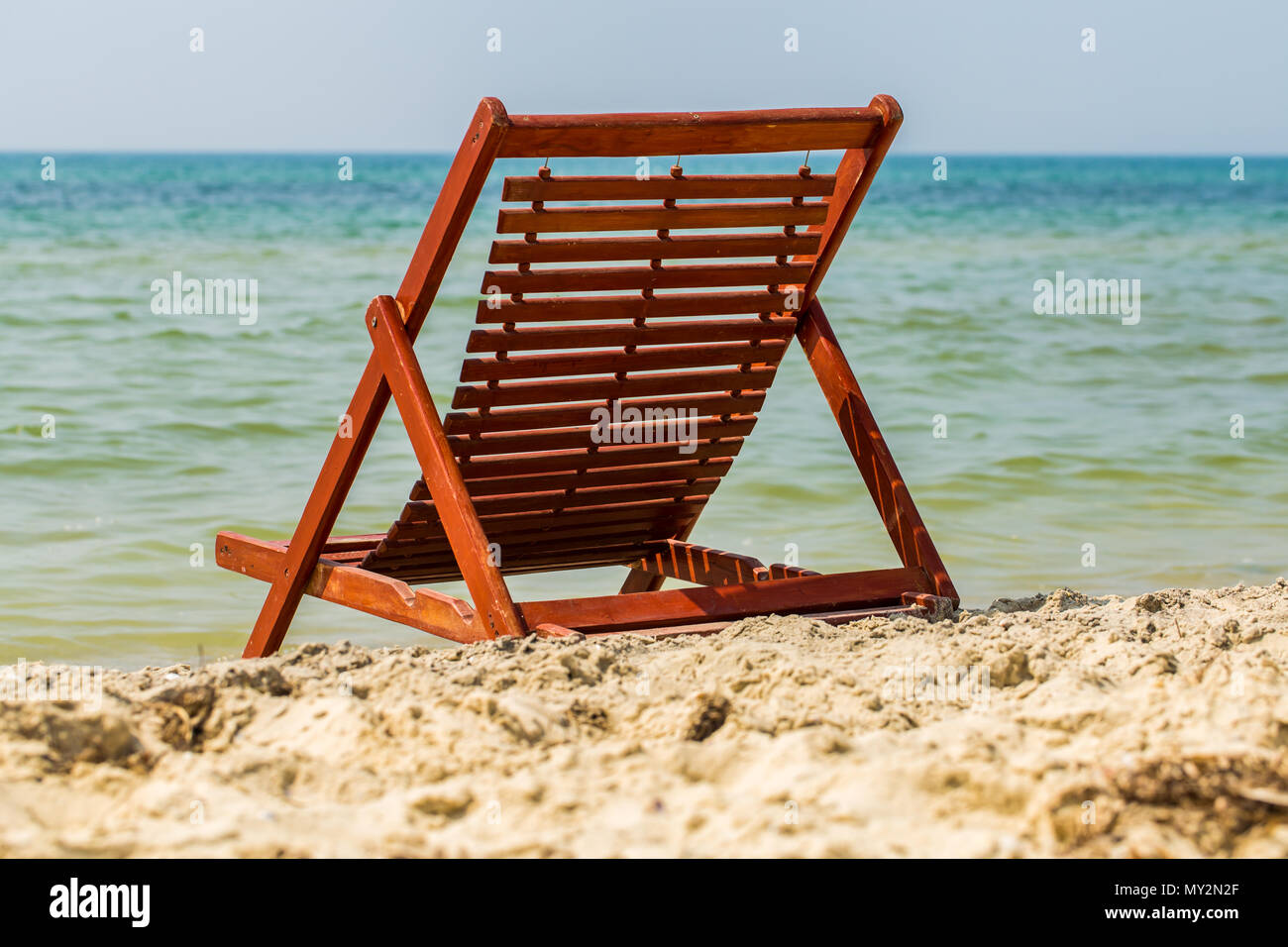 beach chair on the beach, summer holiday close up Stock Photo - Alamy