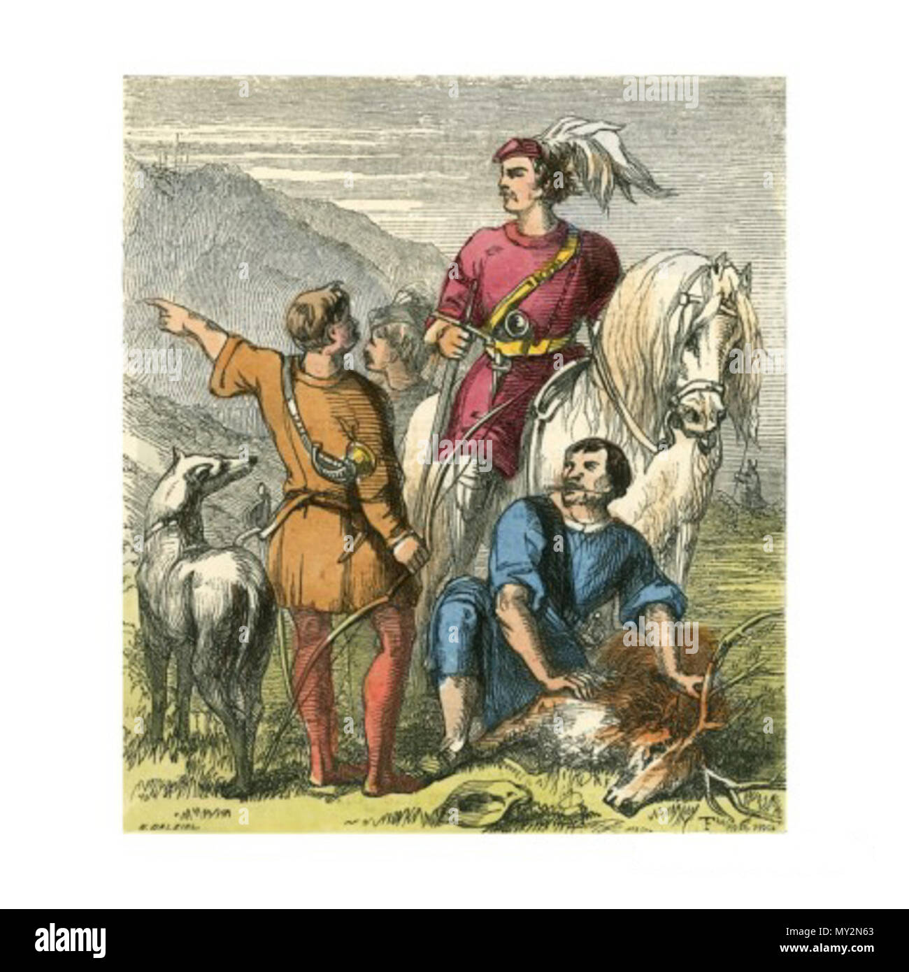 . English: Earl Percy Hunting in Chevy Chase. Illustration to the ...