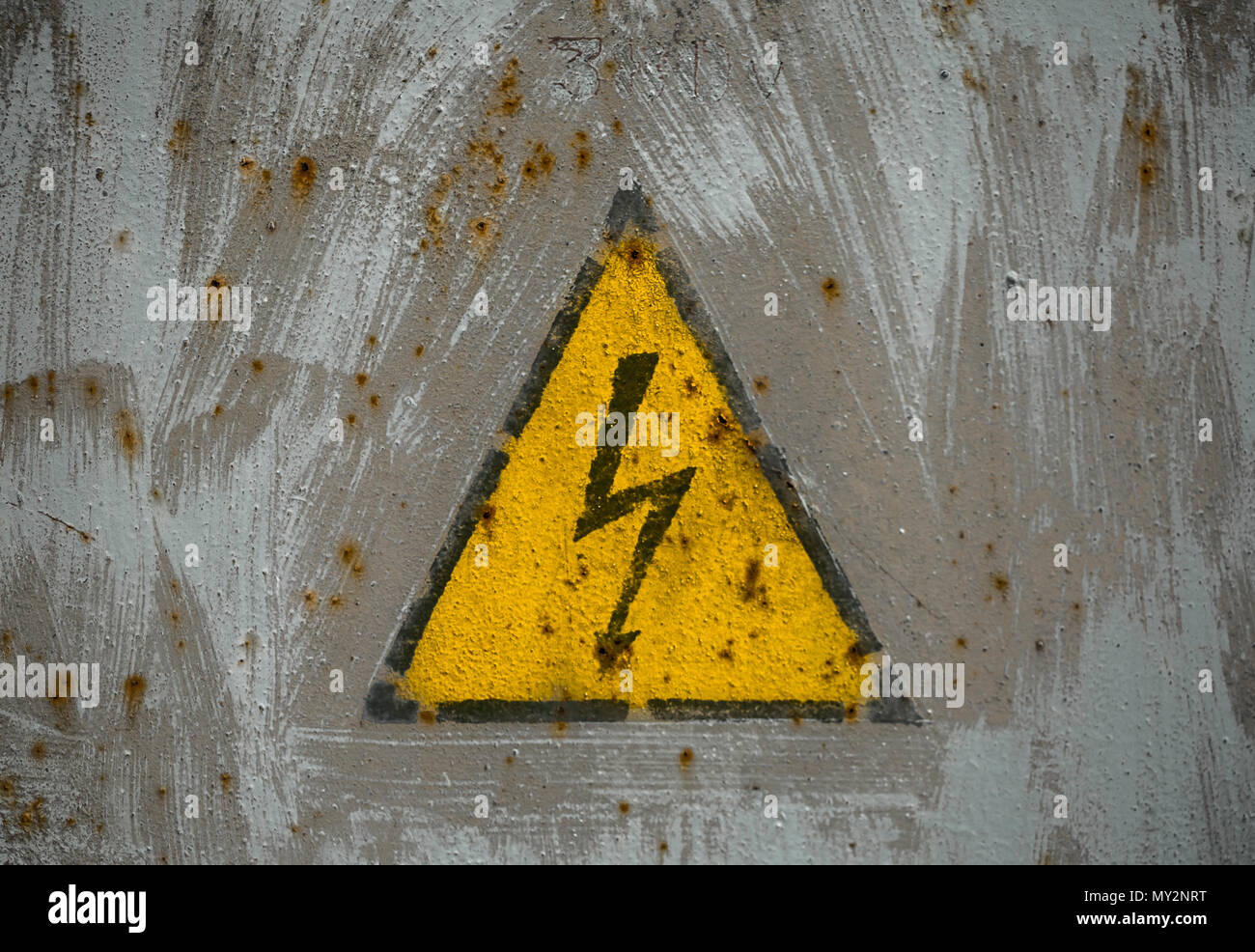 sign electrical hazard placed on a rusty metal panel Stock Photo - Alamy