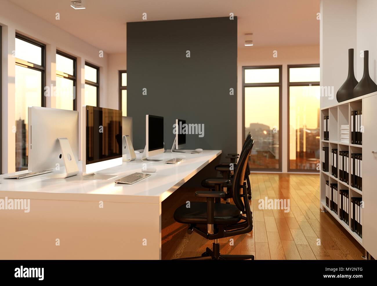 modern grey office interior Design 3d rendering Stock Photo - Alamy