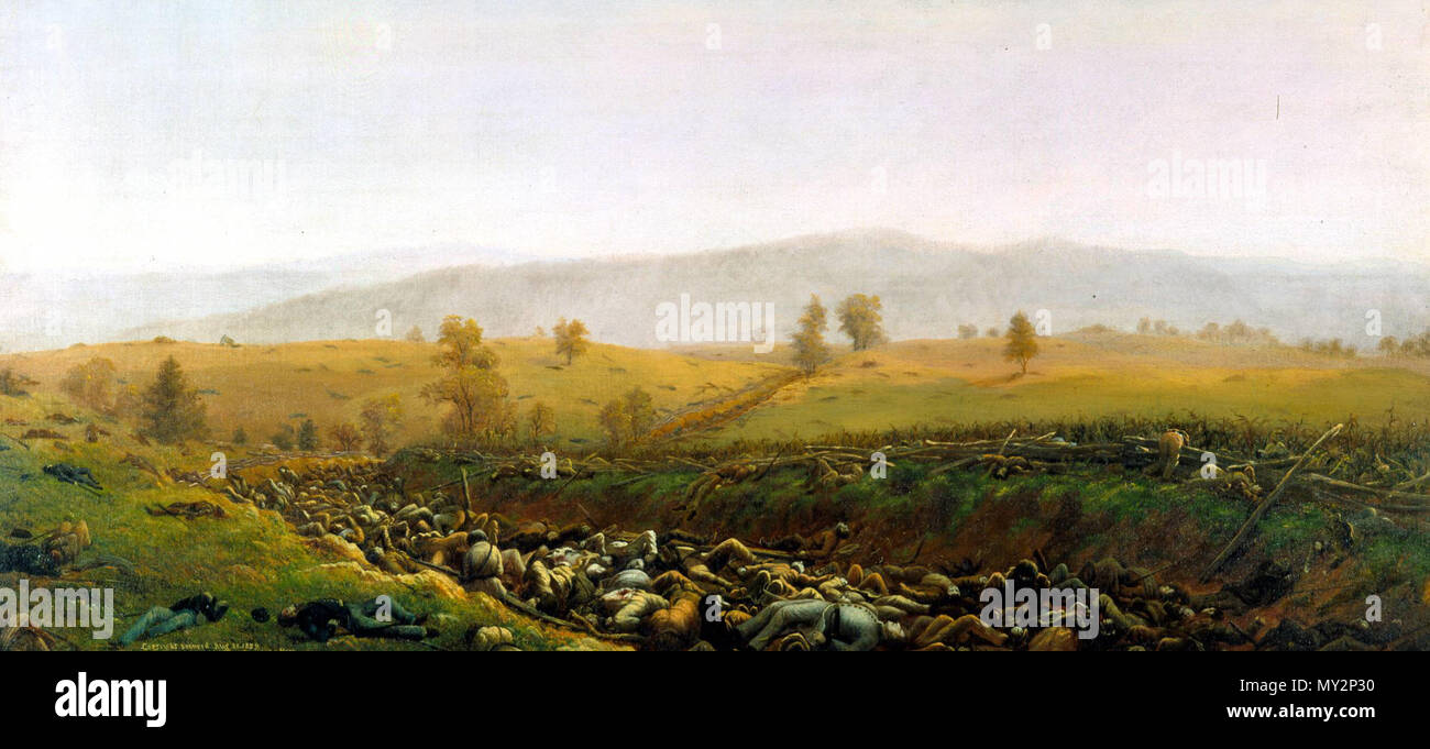 . At the end of the day looking east across Bloody Lane. The center of ...