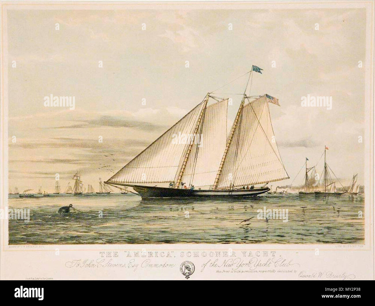 . English: The 'America', Schooner Yacht. : To John C Stevens, esq. Commodore of the New York ...