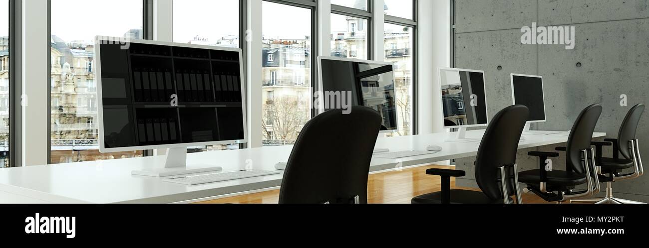 modern grey office interior Design 3d rendering Stock Photo - Alamy
