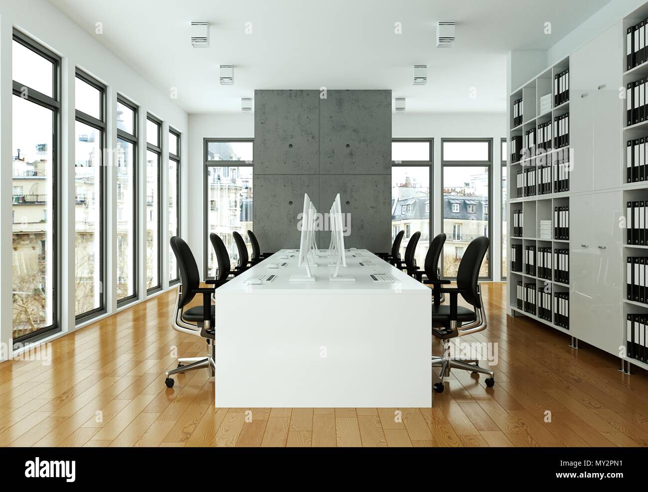 modern grey office interior Design 3d rendering Stock Photo - Alamy