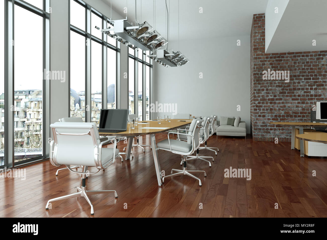 Modern conference room interior design. 3d rendering Stock Photo - Alamy
