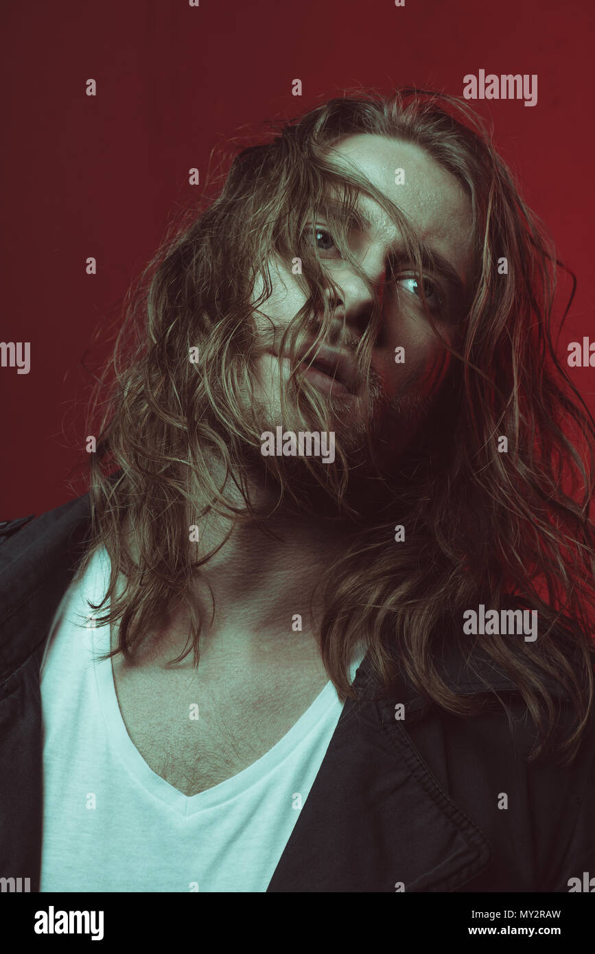 Toned man long hair hi-res stock photography and images - Alamy