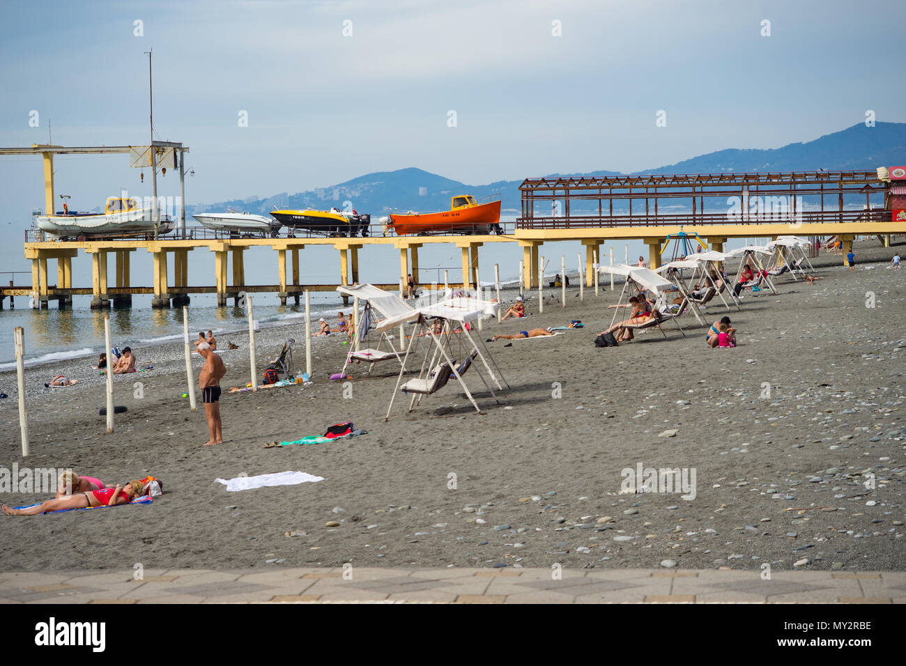 Sochi, Russia-October 11, 2016: Small town beach in the autumn of the ...