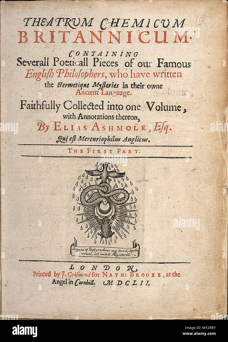 . Cover (page A1r) of Theatrum Chemicum Britannicum (1652), a ...