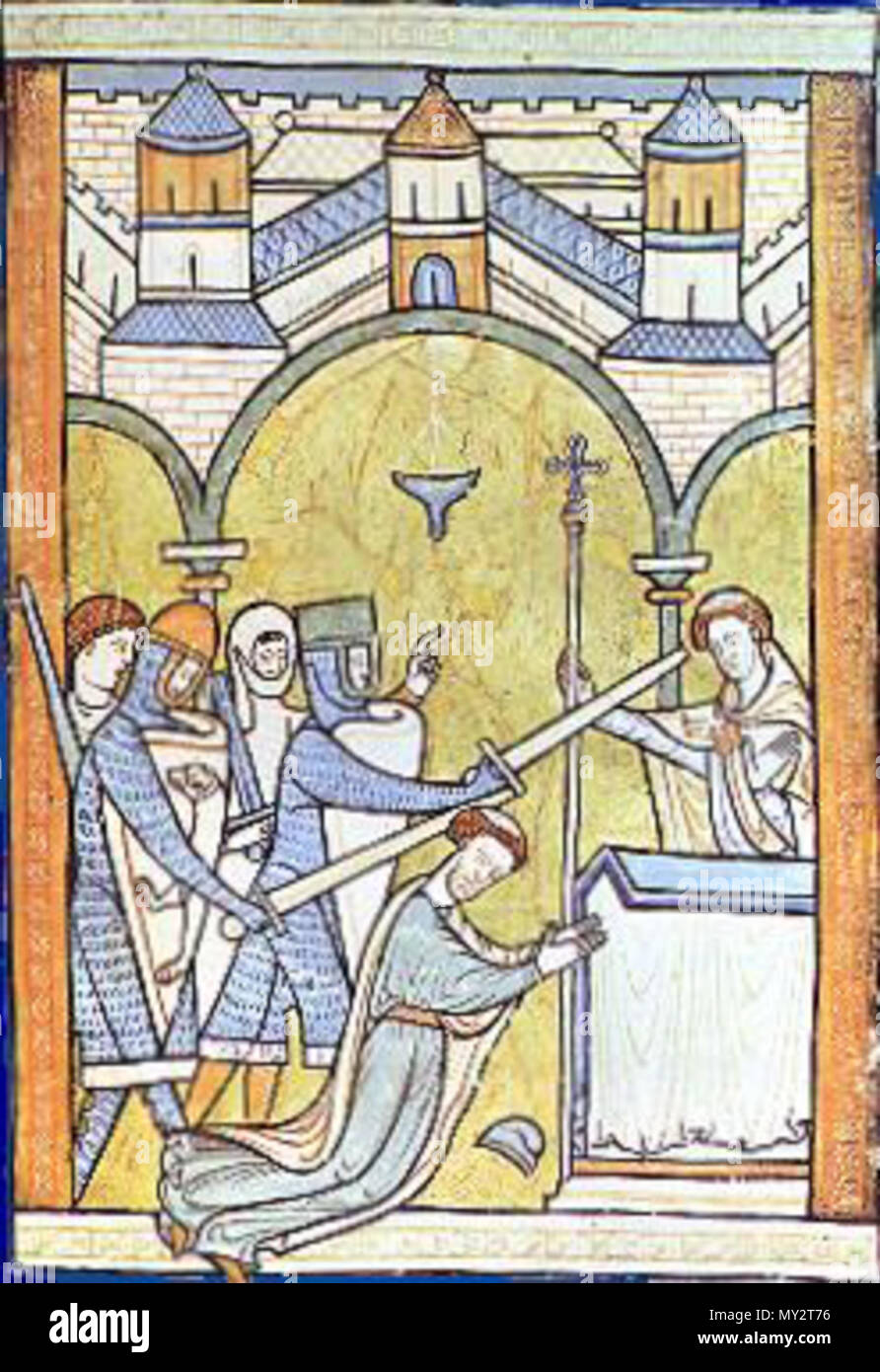 . English: Earliest known portrayal of Thomas Becket's murder in ...