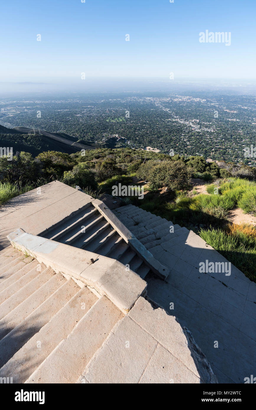 Vertical view of historic incline railway ruins on top of Echo Mtn in ...