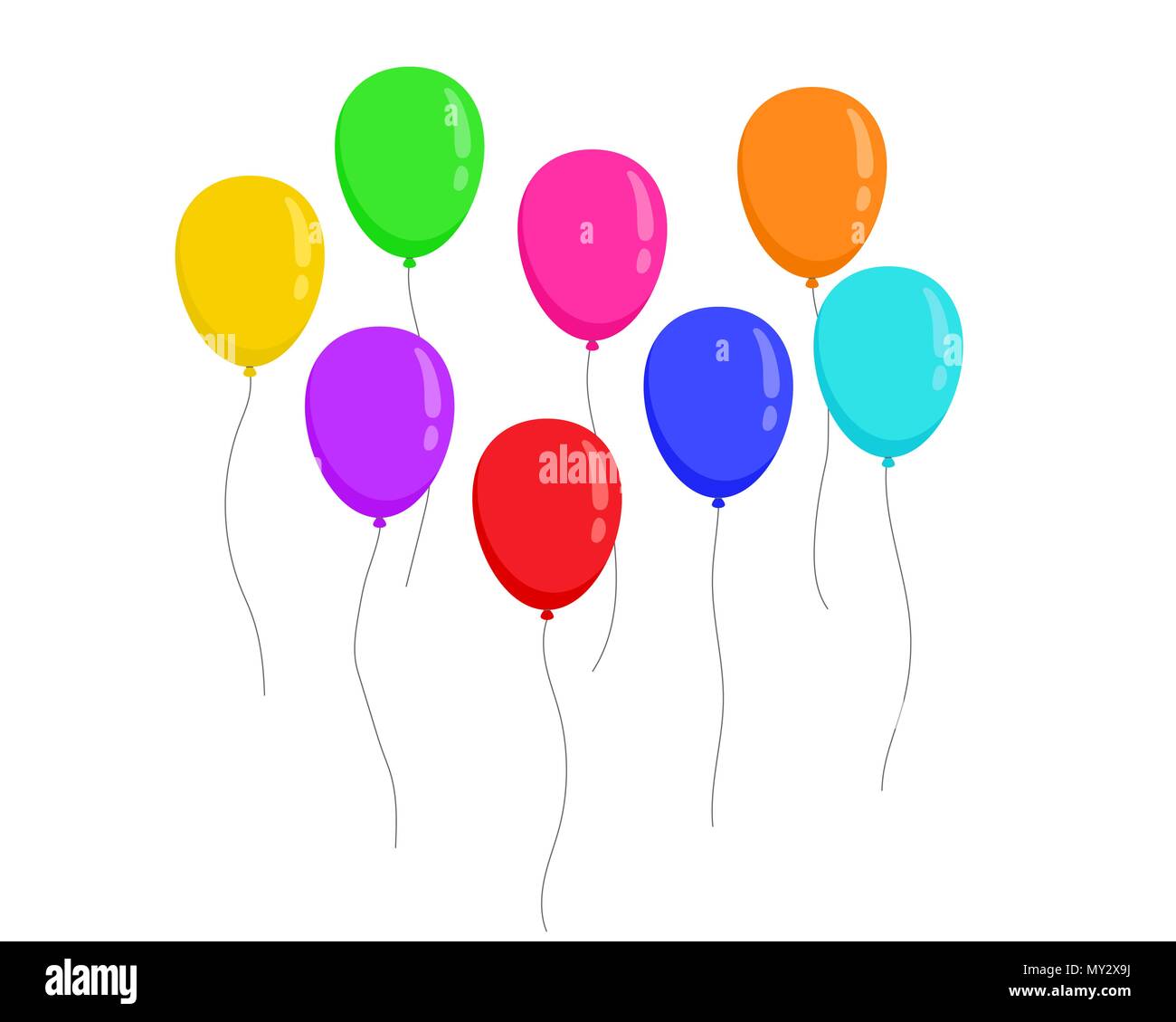 Set fly flat colors ballons isolated on white background. Vector ...