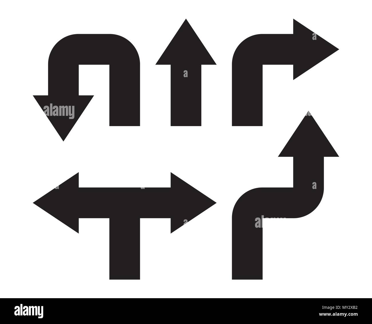 Arrow set icon symbol black on white silhouette. Vector icons Stock ...