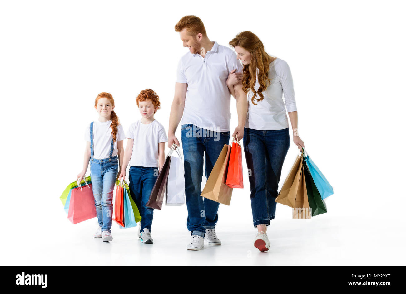 Family bags children kids parents retail hi-res stock photography and ...