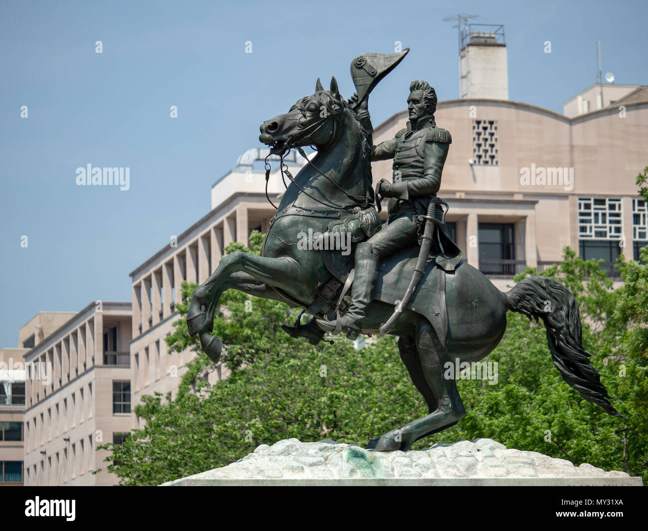 WASHINGTON, DC – MAY 15, 2018: Statue of Andrew Jackson from the Battle ...