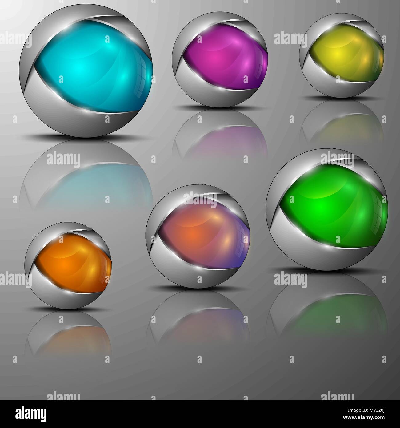 illustration of different colored sphere shaped emblems Stock Vector ...