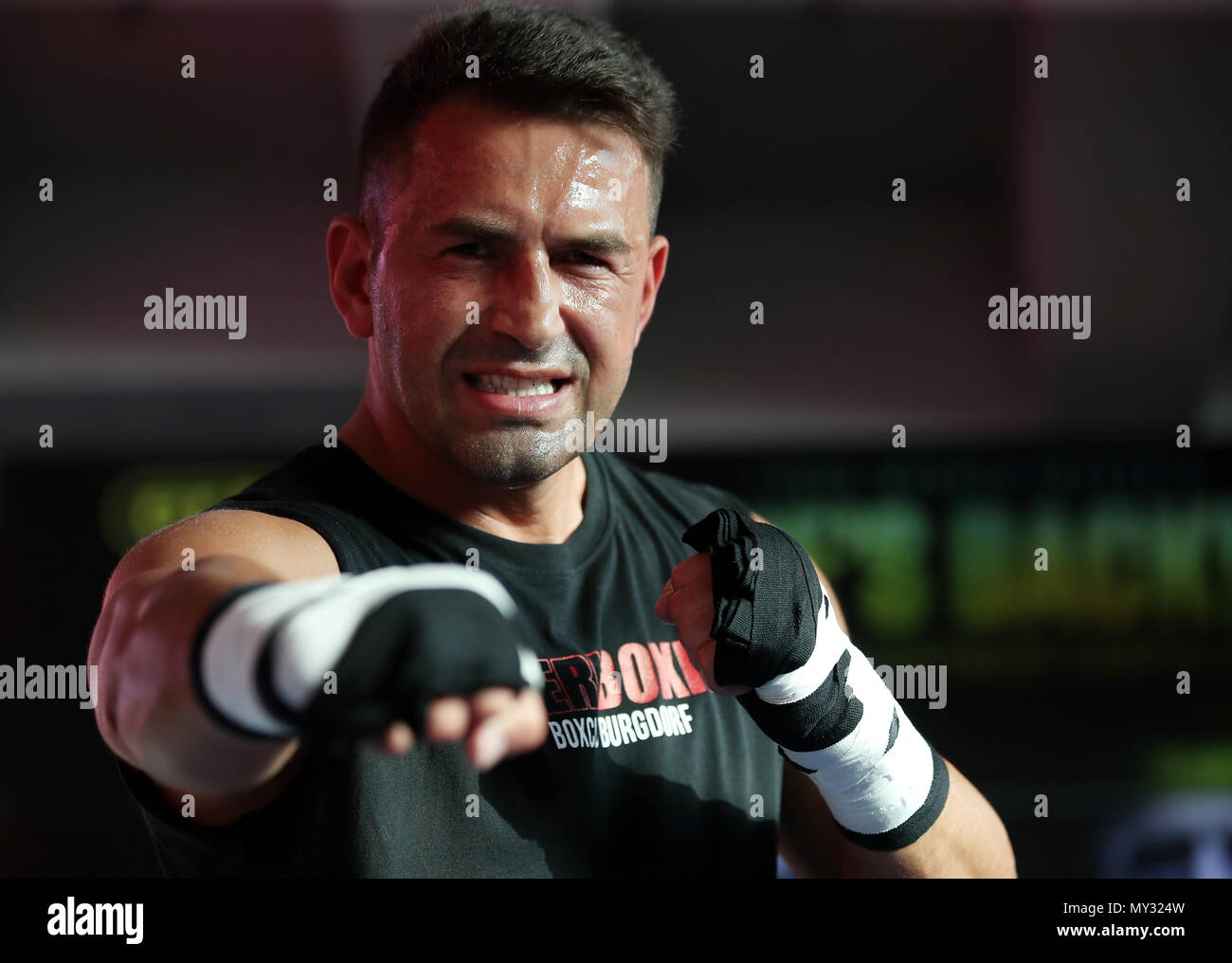 Sefer Seferi during the public workout at the National football Museum ...