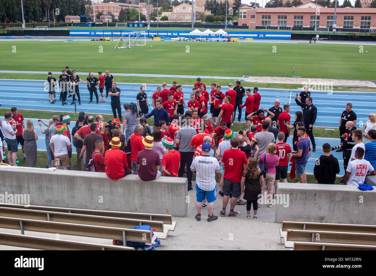 Wales Open Training Session at UCLA's Drake Stadium Stock Photo - Alamy