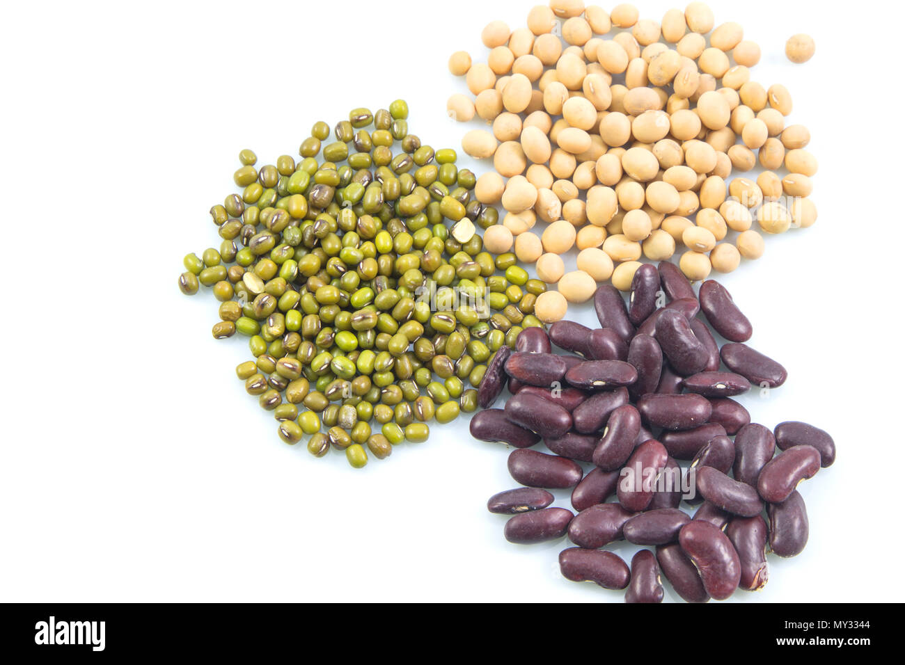Group of beans and lentils isolated on white background, Collection of ...