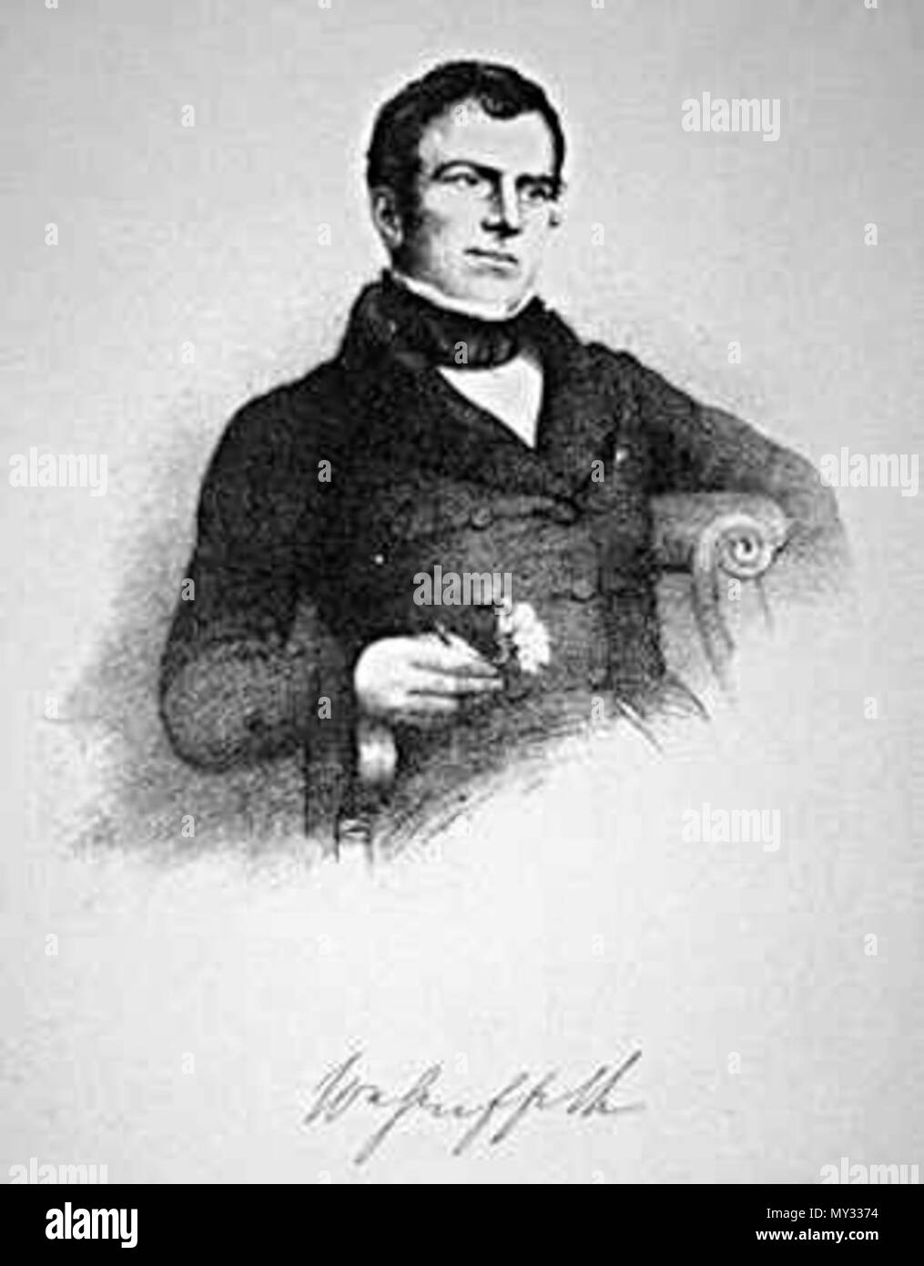 . Engraving of William Griffith (1810-1845), British botanist . circa ...