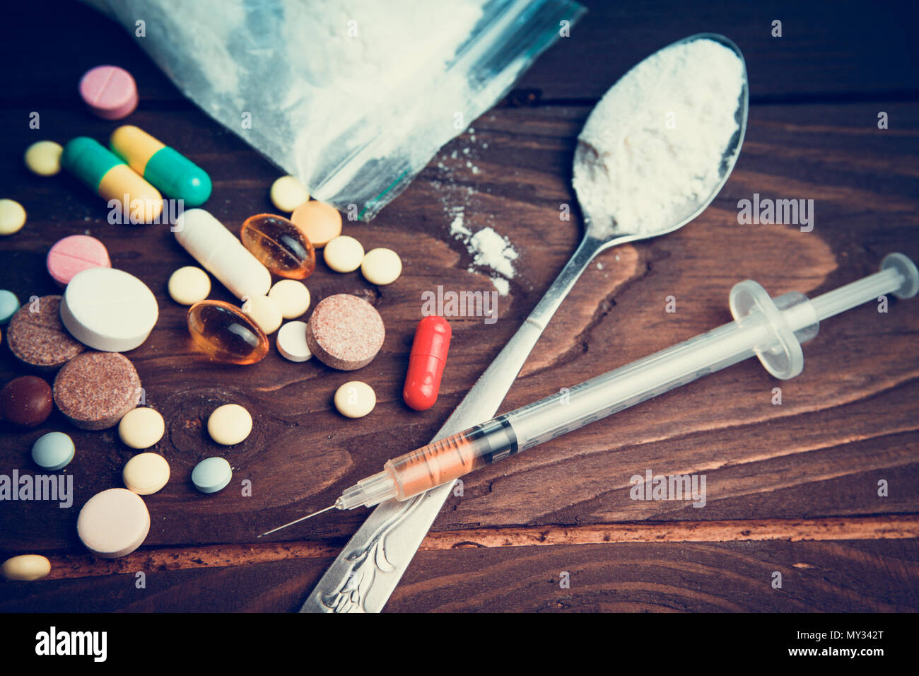 Drug concept. Use illicit Drug abuse .Addiction heroin.Injection ...