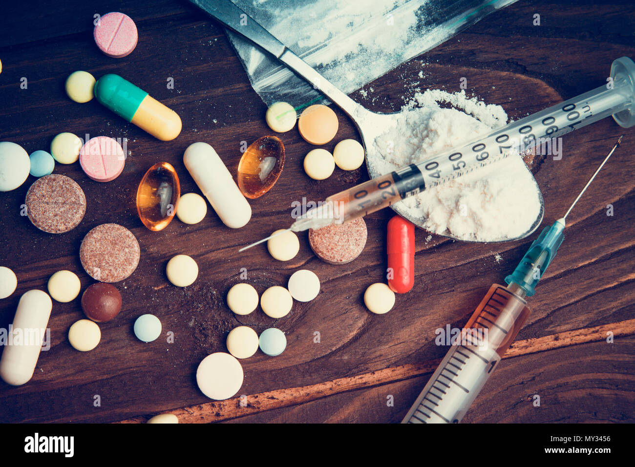 Drug concept. Use illicit Drug abuse .Addiction heroin.Injection ...