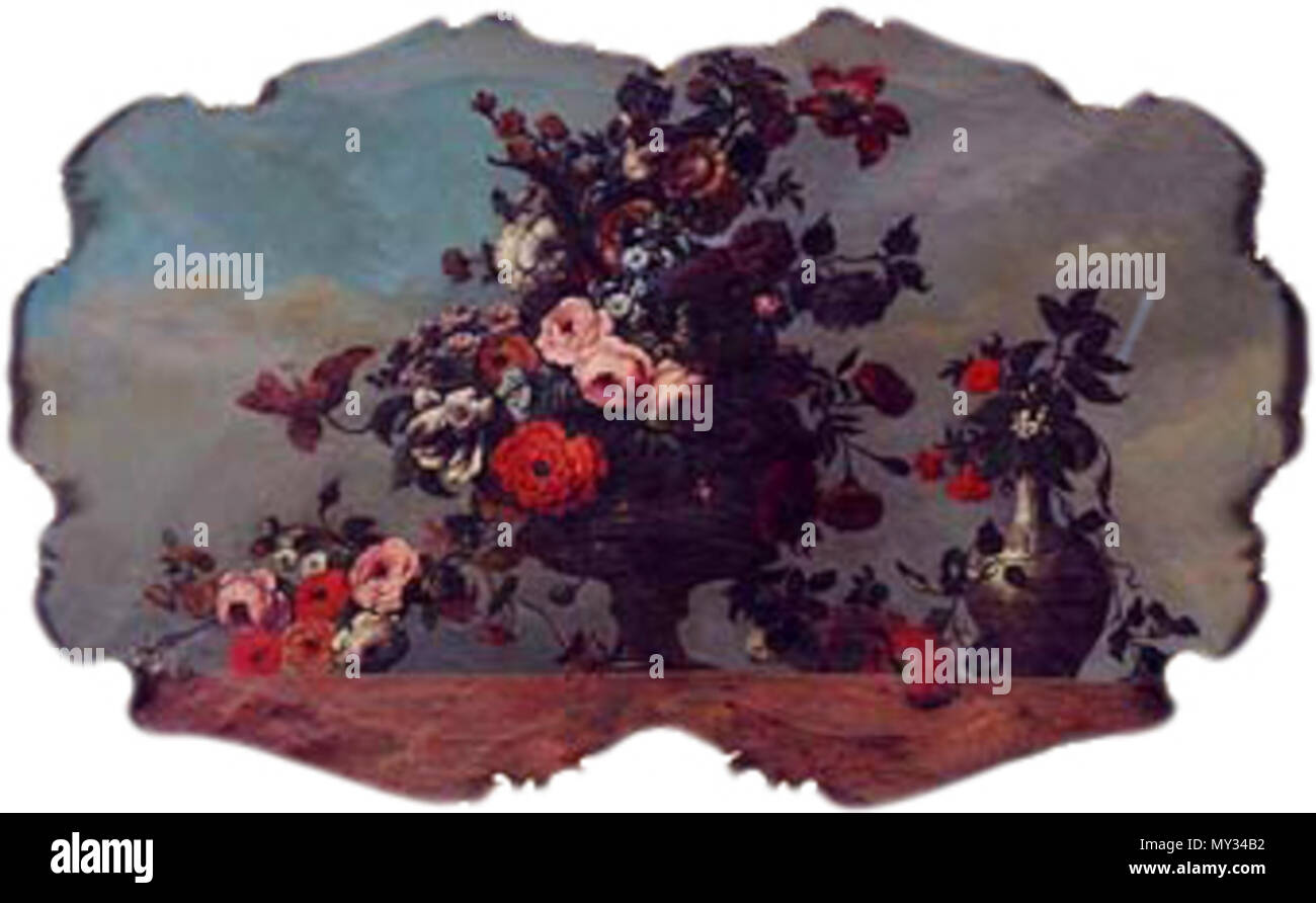 . Painting of roses in the Rose Room of the Hofburg. 18th century ...